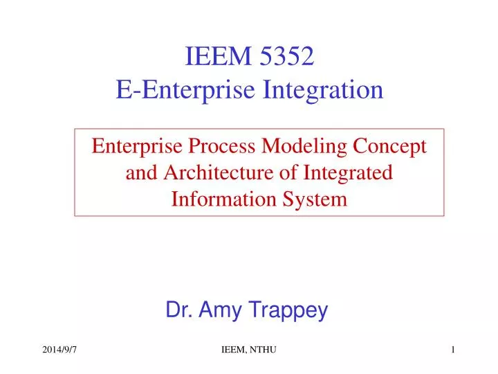 PPT - Enterprise Process Modeling Concept and Architecture of ...