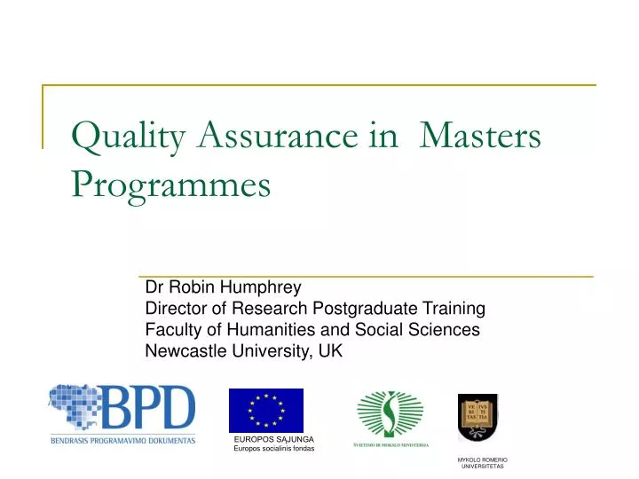 PPT - Quality Assurance in Masters Programmes PowerPoint Presentation ...