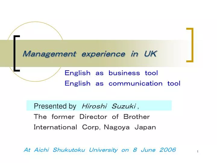PPT - Management experience in UK PowerPoint Presentation - ID:4060515