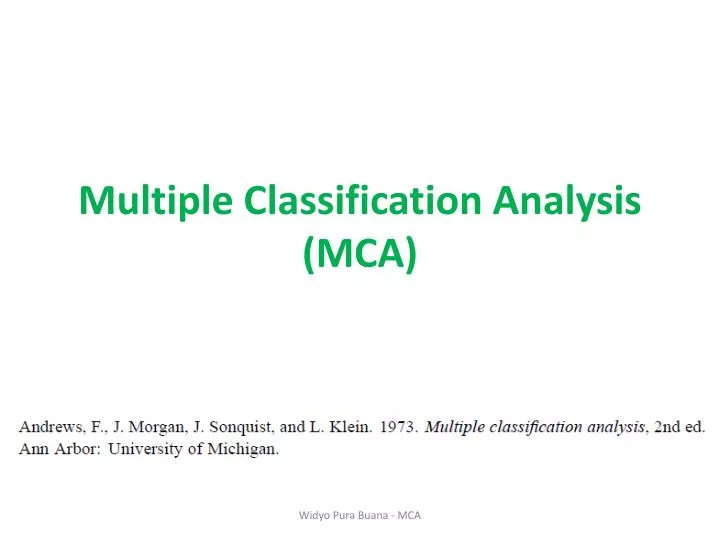 PPT - Multiple Classification Analysis (MCA) PowerPoint Presentation ...