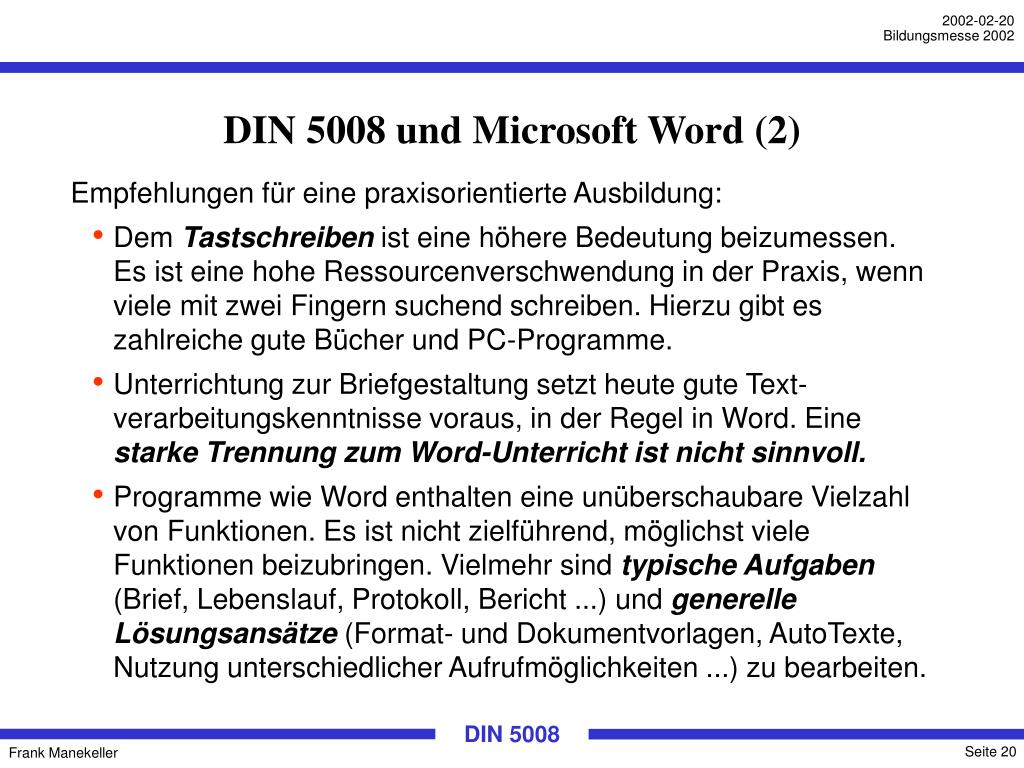 PPT - Die neue DIN 5008 – ein weiterer Schritt zu praxisorientierten ...