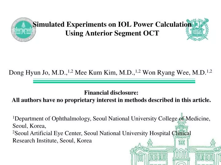 PPT - Simulated Experiments on IOL Power Calculation Using Anterior ...