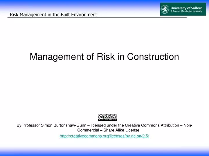 PPT - Management of Risk in Construction PowerPoint Presentation, free ...