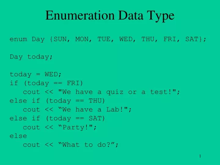 PPT - Enumeration Data Type PowerPoint Presentation, free download - ID ... PPT - Enumeration Data Type PowerPoint Presentation, free download - ID ...