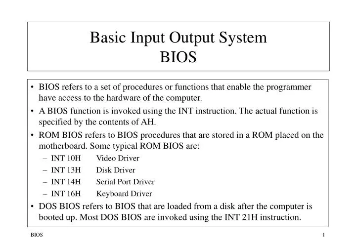 PPT - Basic Input Output System BIOS PowerPoint Presentation, free download - ID:4065873