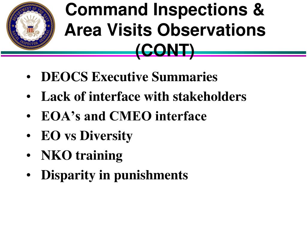 PPT - Office of the Naval Inspector General Feedback for the 2010 EOA ...