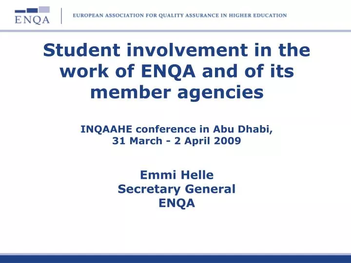 PPT - ENQA PowerPoint Presentation, free download - ID:4067970