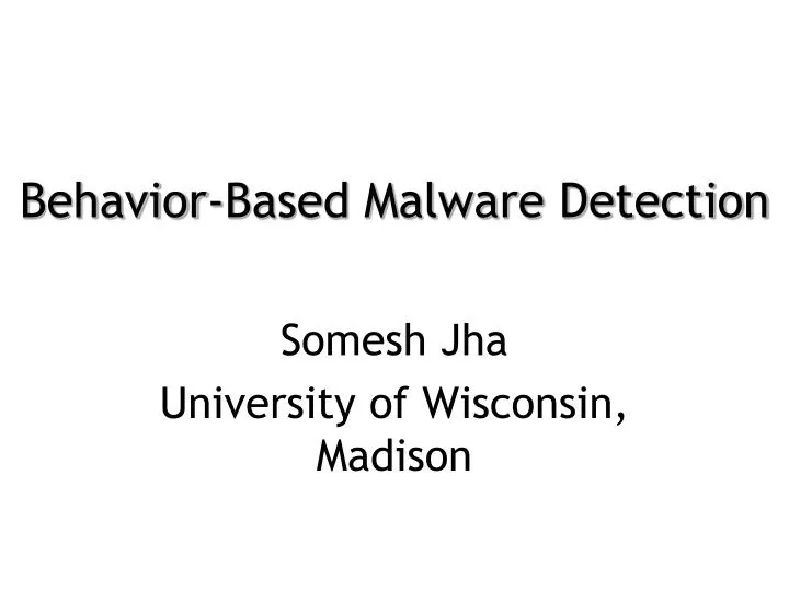 Ppt Behavior Based Malware Detection Powerpoint Presentation Free