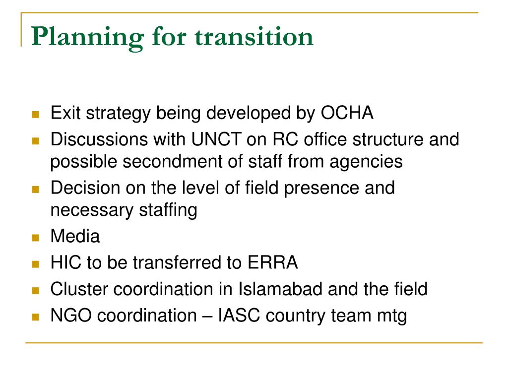 PPT - Planning for the phasing down of Humanitarian Action and OCHA ...