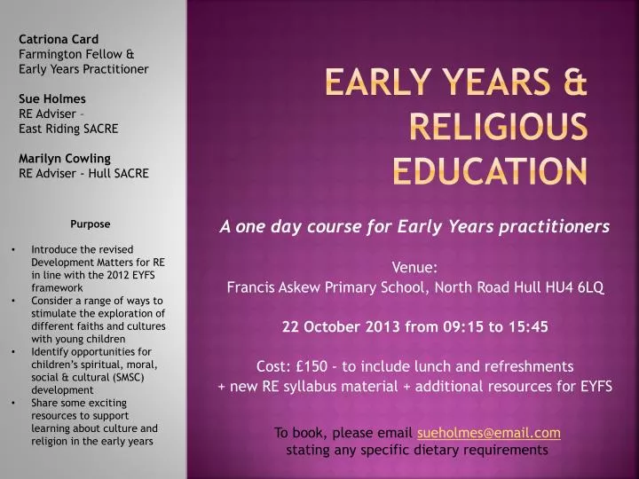 PPT - Early Years & Religious Education PowerPoint Presentation, free ...
