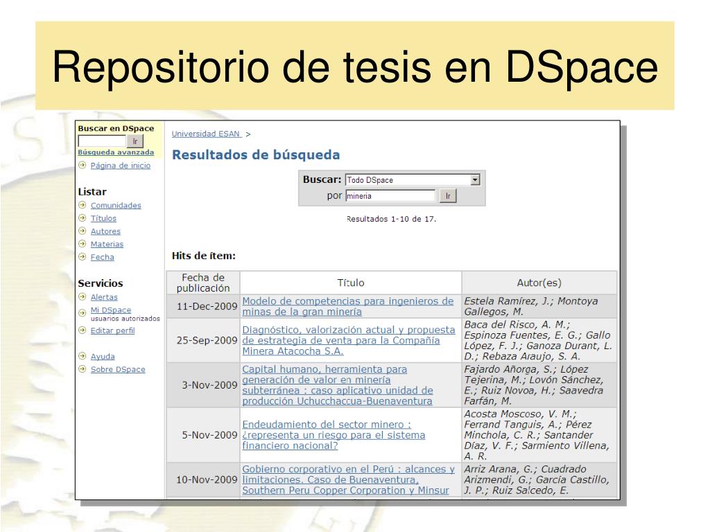 PPT - Repositorio de tesis digitales La experiencia de ESAN PowerPoint ...