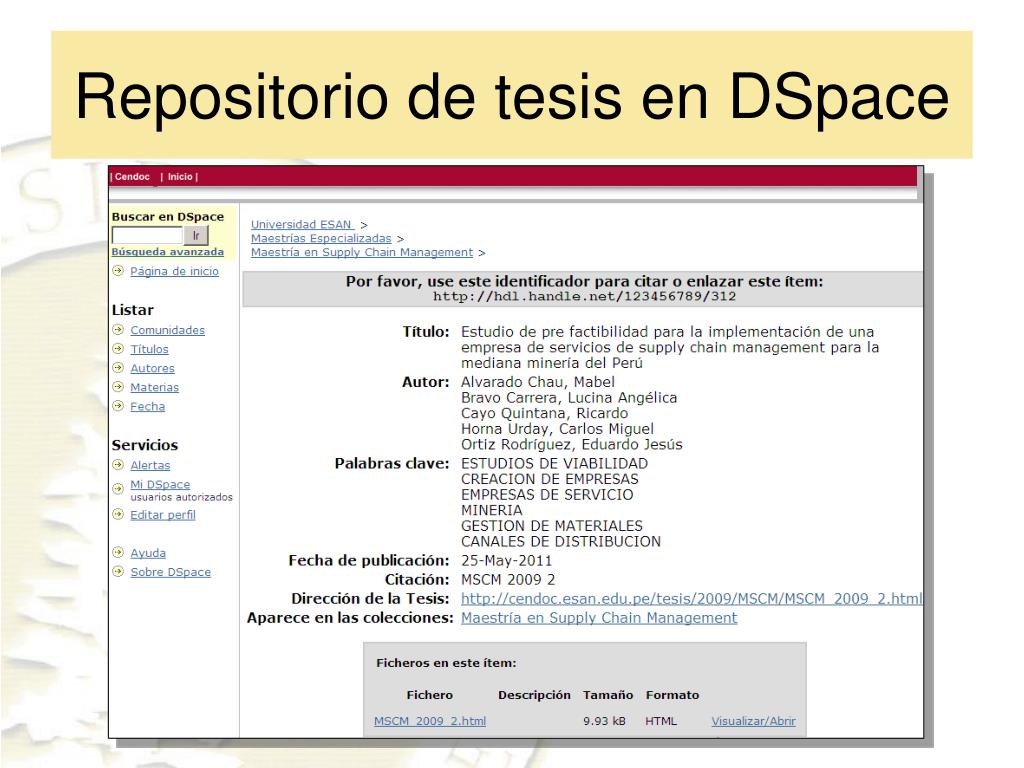 PPT - Repositorio de tesis digitales La experiencia de ESAN PowerPoint ...