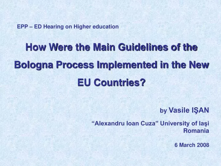 PPT - How Were the Main Guidelines of the Bologna Process Implemented ...