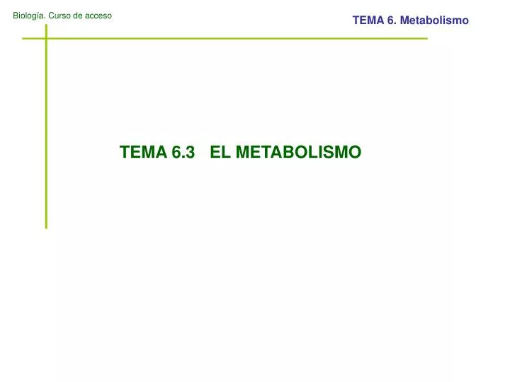 PPT - TEMA 6.3 EL METABOLISMO PowerPoint Presentation, free download ...