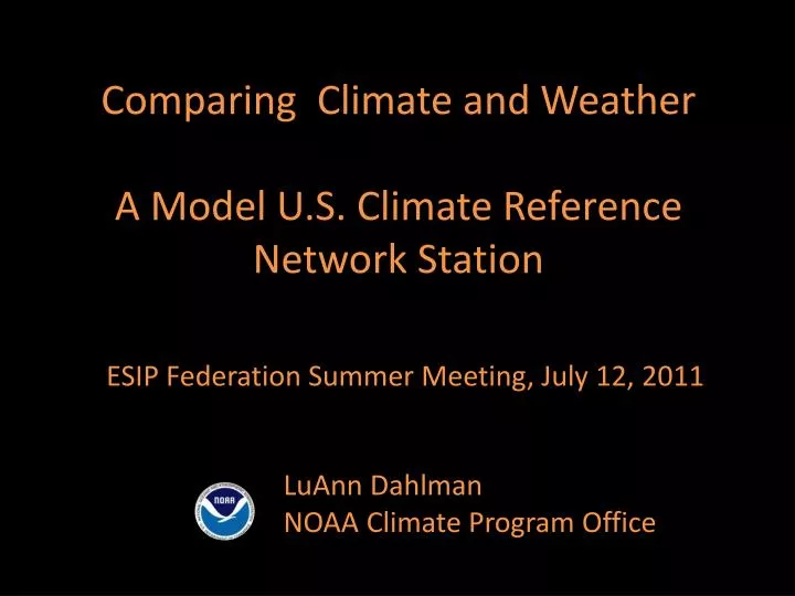 PPT - Comparing Climate and Weather A Model U.S. Climate Reference Network Station PowerPoint ...