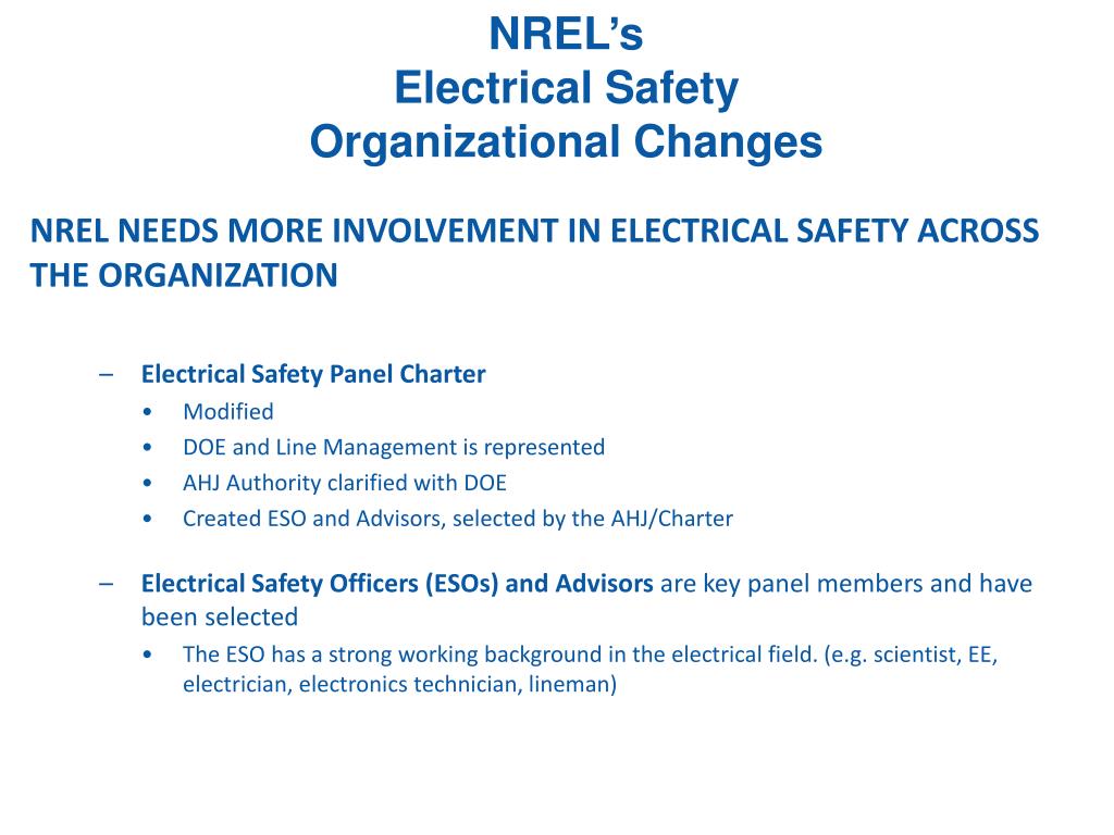 PPT - NREL’s Electrical Safety Culture Revitalization PowerPoint ...