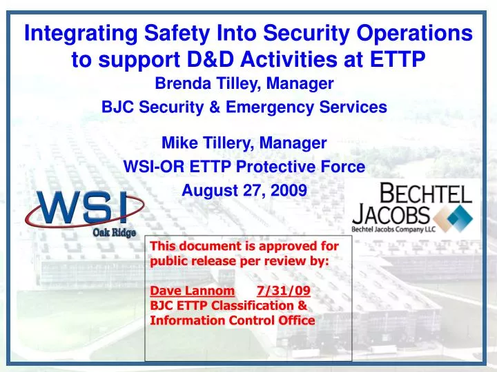 PPT - Integrating Safety Into Security Operations to support D&D ... PPT - Integrating Safety Into Security Operations to support D&D ...