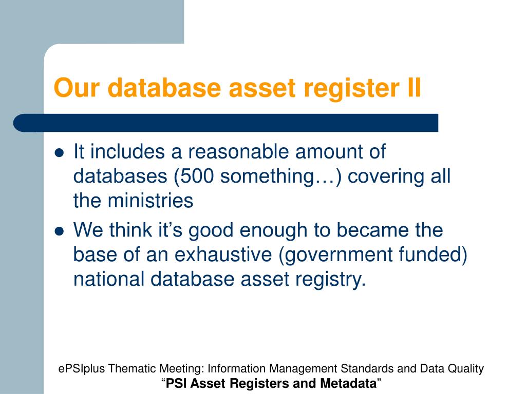 PPT - Metadata for Asset Registers, a pan-european proposal PowerPoint ...