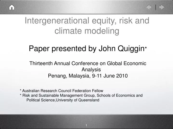 PPT - Intergenerational equity, risk and climate modeling PowerPoint ...
