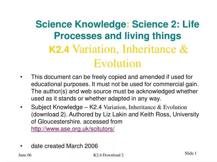 PPT - Variation, Inheritance & Evolution Learning Objectives PowerPoint ...
