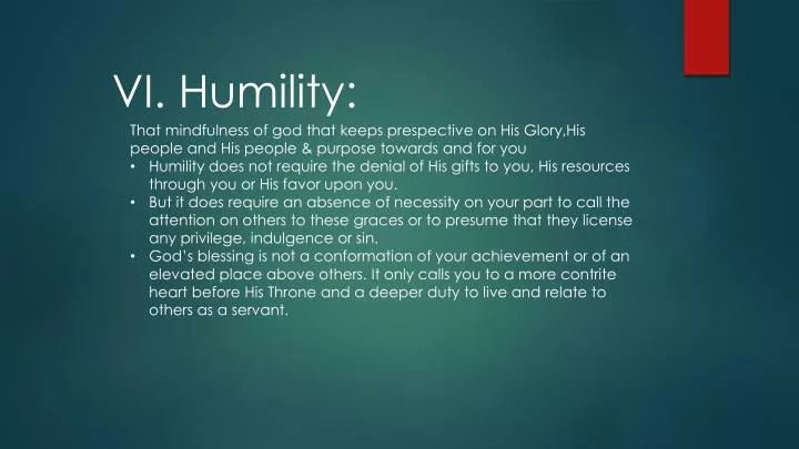 PPT - VI. Humility: PowerPoint Presentation, free download - ID:4093946