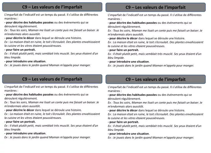 PPT - C9 – Les valeurs de l’imparfait PowerPoint Presentation, free ...