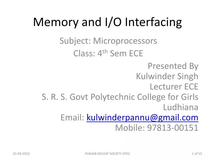 PPT - Memory and I/O Interfacing PowerPoint Presentation, free download - ID:4098684