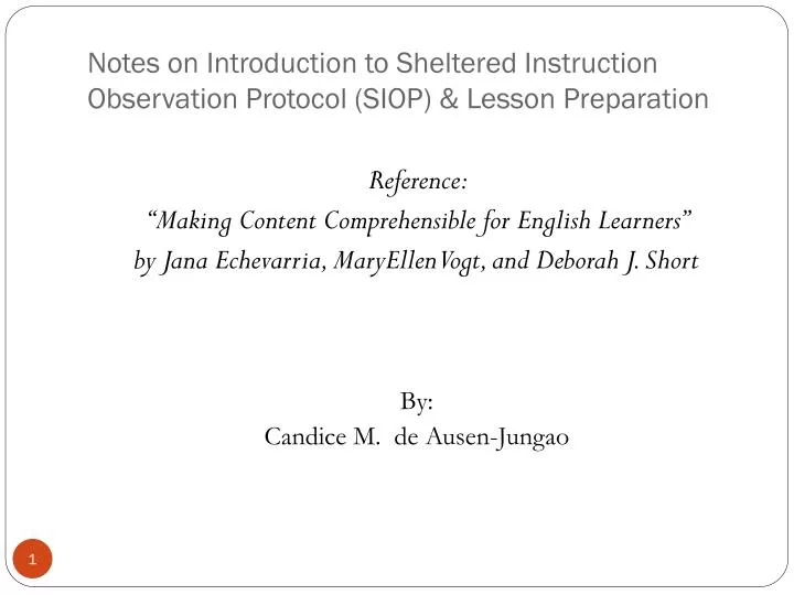 PPT - Notes on Introduction to Sheltered Instruction Observation ...
