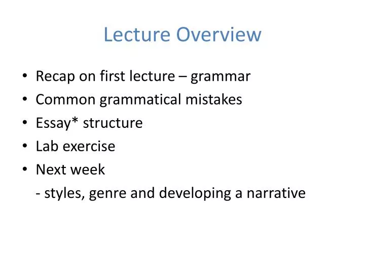 PPT - Lecture Overview PowerPoint Presentation, free download - ID:4102606