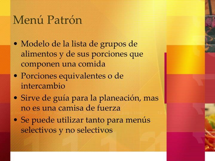 PPT - Planeación del Menú PowerPoint Presentation - ID:4103074