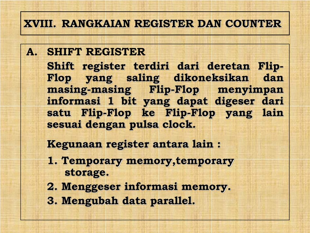 PPT - XVIII. RANGKAIAN REGISTER DAN COUNTER PowerPoint Presentation ...