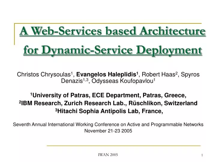 PPT - A Web-Services based Architecture for Dynamic-Service Deployment ...