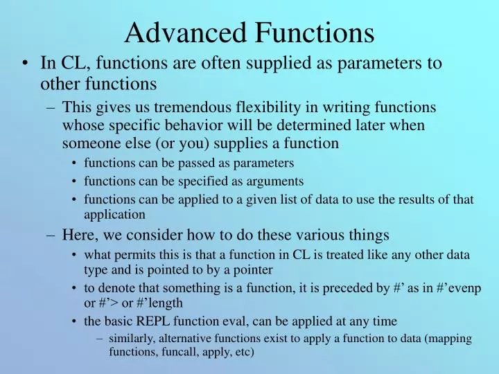 PPT - Advanced Functions PowerPoint Presentation, free download - ID ...