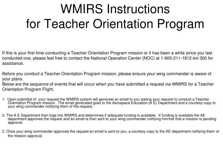 PPT - WMIRS Instructions for Teacher Orientation Program PowerPoint ...