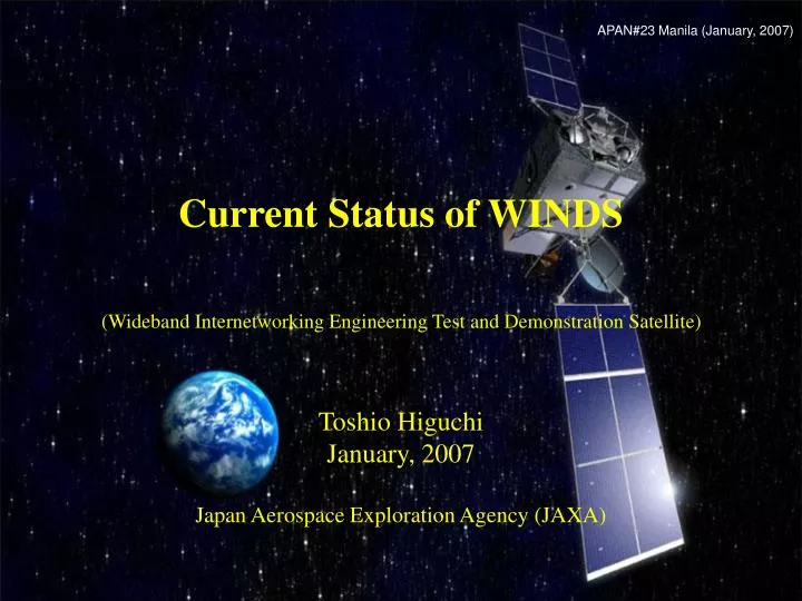 PPT - Current Status of WINDS (Wideband Internetworking Engineering ...