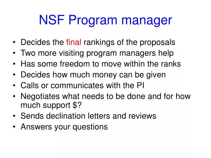 PPT - NSF Program manager PowerPoint Presentation, free download - ID ...