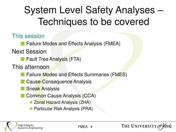 PPT - Safety Analysis Techniques 1: Failure Modes and Effects Analysis ...