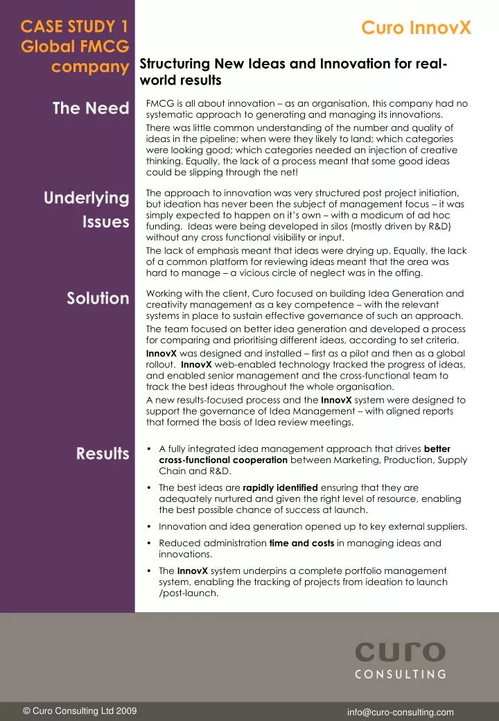 PPT - Curo InnovX Case Study PowerPoint Presentation, free download - ID:4111084