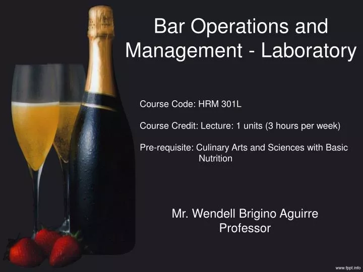 PPT - Bar Operations and Management - Laboratory PowerPoint ...