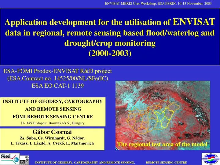 PPT - INSTITUTE OF GEODESY, CARTOGRAPHY AND REMOTE SENSING FÖMI REMOTE ...