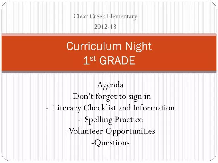 PPT - Curriculum Night 1 st GRADE PowerPoint Presentation, free ...