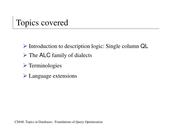 PPT - Topics covered PowerPoint Presentation, free download - ID:4116545