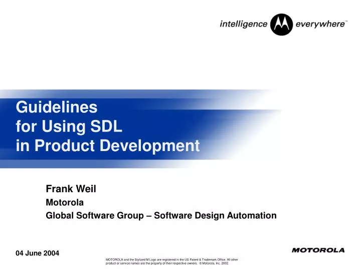PPT - Guidelines for Using SDL in Product Development PowerPoint ...