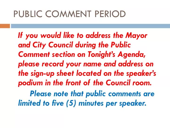PPT - PUBLIC COMMENT PERIOD PowerPoint Presentation, free download - ID ...