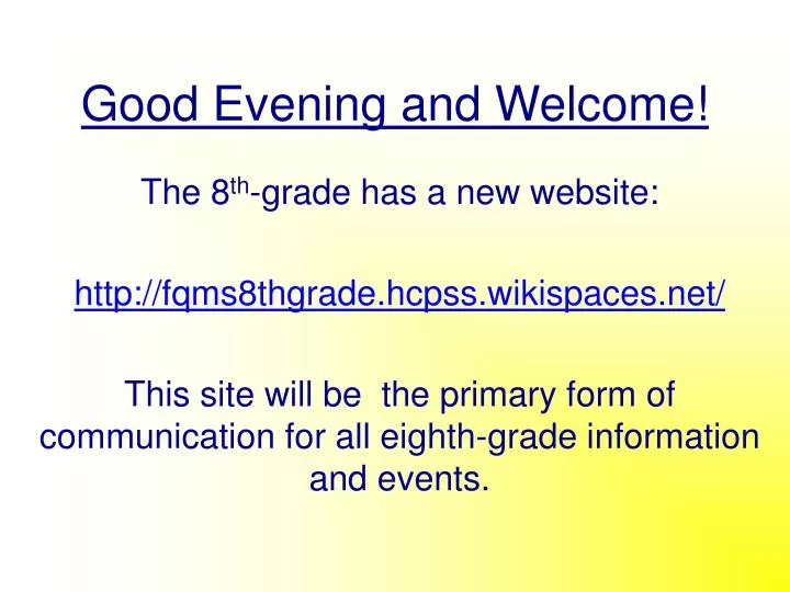 PPT - Good Evening and Welcome! PowerPoint Presentation, free download ...