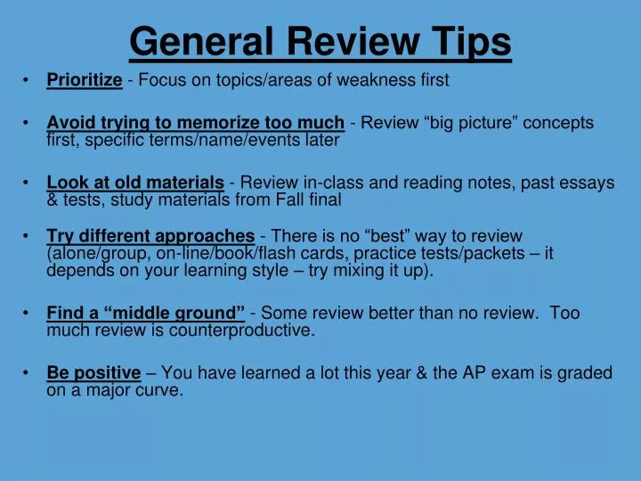 PPT - General Review Tips PowerPoint Presentation, free download - ID ...