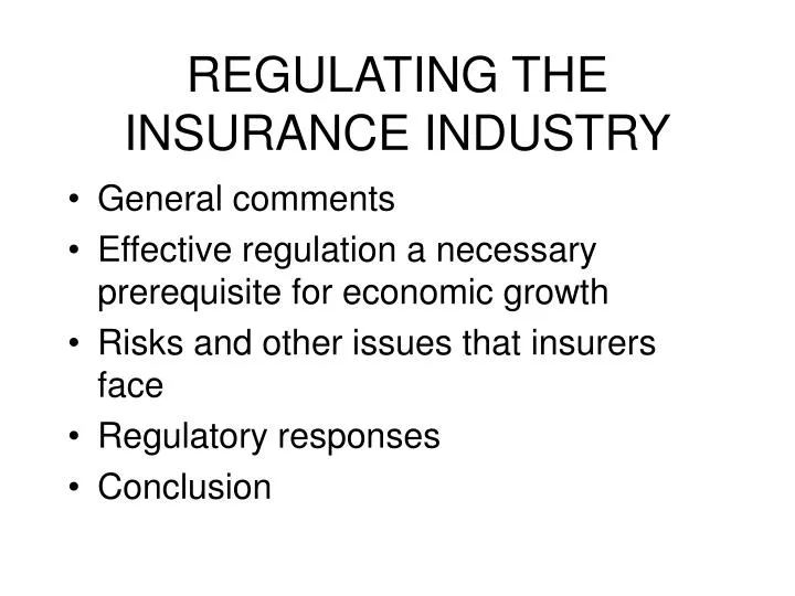 PPT - REGULATING THE INSURANCE INDUSTRY PowerPoint Presentation, free ...