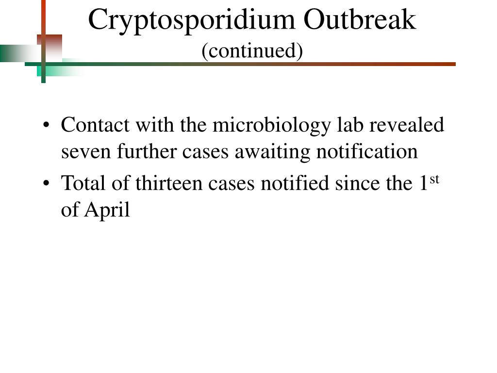 PPT - Cryptosporidiosis outbreak linked to a public water supply ...