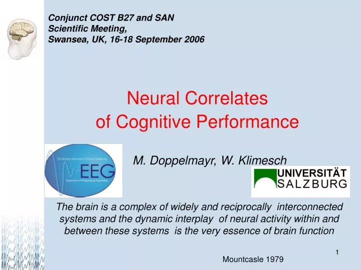 PPT - Neural Correlates of Cognitive Performance PowerPoint ...