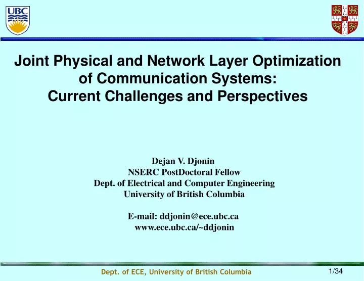 PPT - Dept. of ECE, University of British Columbia PowerPoint ...